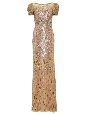 Jenny Packham Embellished Gown - Gold
