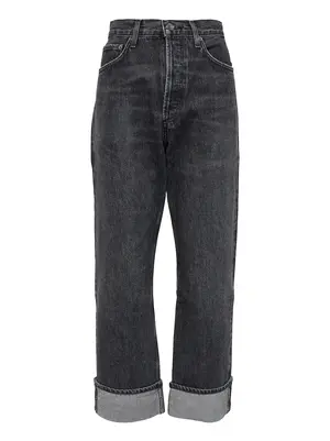 AGOLDE Fran Mid-rise Straight Jeans - Black
