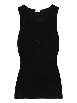 Saint Laurent SAINT LAURENT Embroidered Ribbed Wool Tank Black