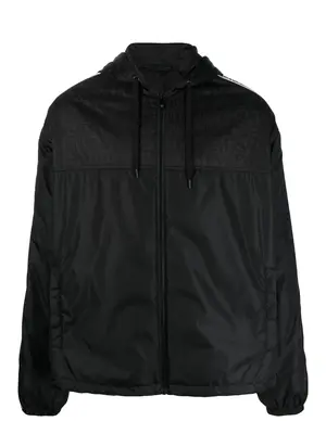 Versace Jacquard-logo Hooded Jacket - Black