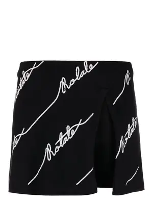 ROTATE BY BIRGER CHRISTENSEN Logo-embellished Knitted Miniskirt - Black