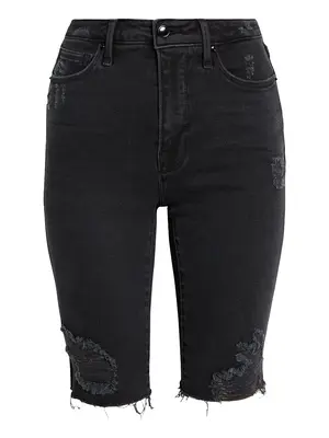 Good American Distressed Bermuda Denim Shorts - Black