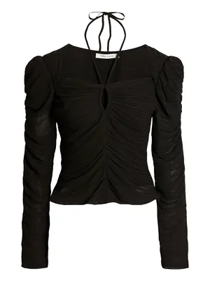 FRAME FRAME Cutout Plissé-crepe Top