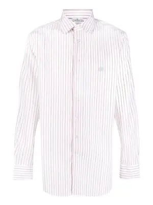Etro Logo-embroidered Striped Shirt - Neutrals