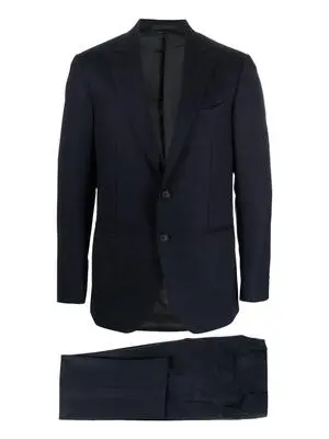 Caruso Single-breasted Wool Suit - Blue