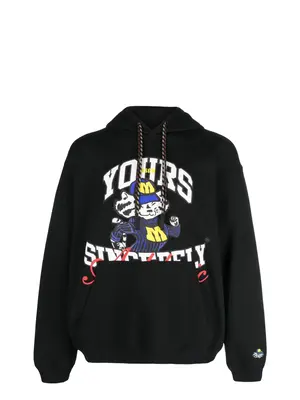 MSGM Graphic-print Cotton Hoodie - Black