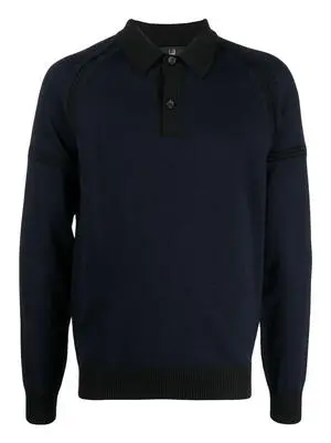 Dunhill Long Raglan-sleeve Wool Polo Shirt - Blue