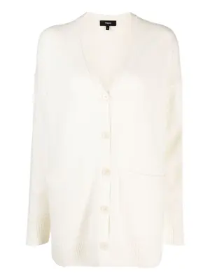 Theory Fine-knit Elbow-patch Cardigan - White
