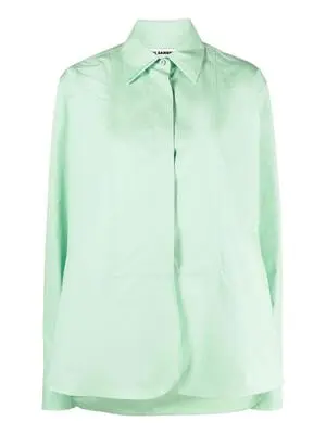 JIL SANDER Long-sleeved Cotton Shirt - Green