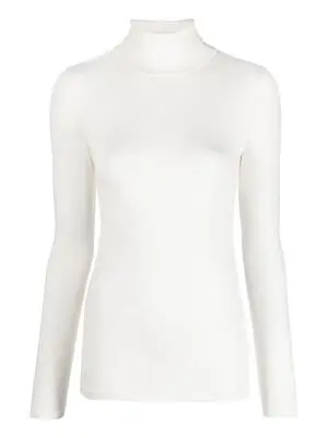 Polo Ralph Lauren Stretch Ribbed Turtleneck Top - White