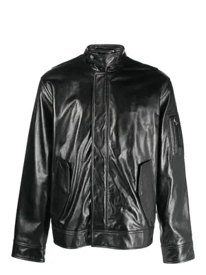 Helmut Lang Zip-up Leather Jacket - Black