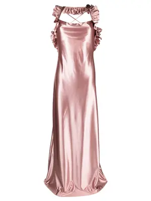 RAYANE BACHA Iris Satin Maxi Dress - Pink