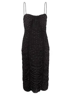 ROTATE BY BIRGER CHRISTENSEN Crystal-embellished Ruched Dress - Black