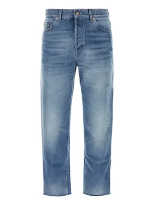 Gucci Logo-patch Straight-leg Jeans - Blue
