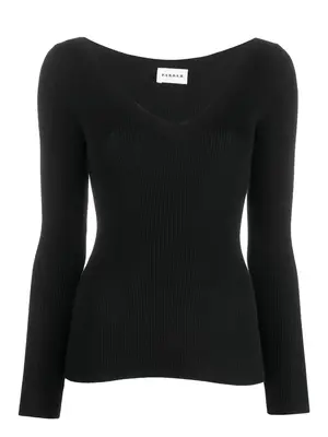 P.a.r.o.s.h V-neck Wool Sweatshirt - Black