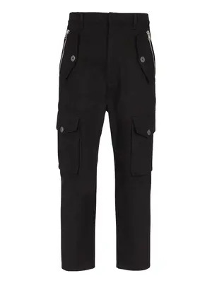 Balmain Cropped Cargo Trousers - Black