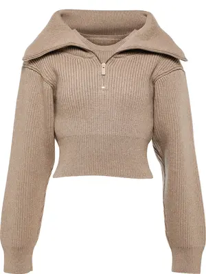 Jacquemus Le Maille Risoul Cropped Wool Sweater - Brown