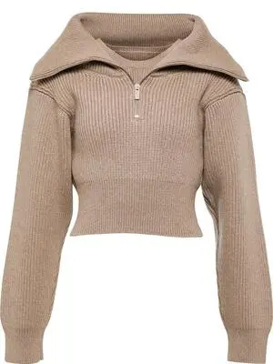 Jacquemus Le Maille Risoul Cropped Wool Sweater - Brown
