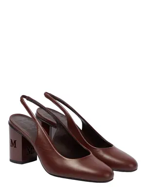 Max Mara Damiersli Leather Slingback Pumps - Brown