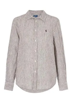Polo Ralph Lauren Embroidered Striped Linen Shirt - Multi