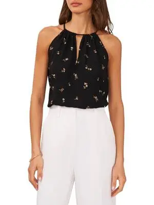 HALOGEN Floral Keyhole Sleeveless Blouse
