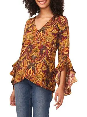 Vince Camuto Ruffle Sleeve Blouse - Pickled Beet
