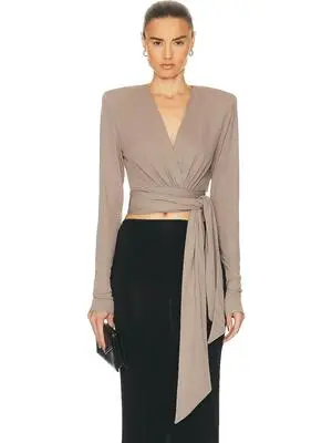 Alexandre Vauthier Long Sleeve Crop Top - Dove Grey