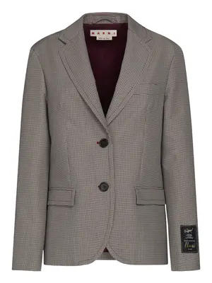 Marni Houndstooth-pattern Single-breasted Blazer - Grey