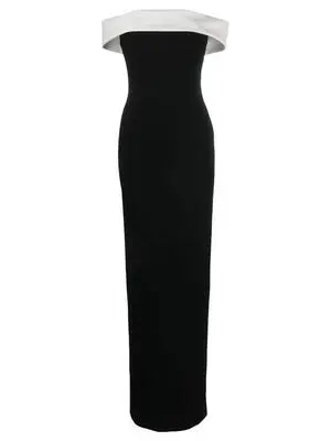 MONOT Colour-block Off-shoulder Maxi Dress - Black