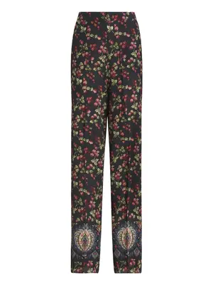 Etro Floral-print Straight-leg Trousers - Black