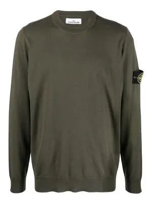 Stone Island Compass-patch Virgin Wool Jumper - Green