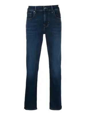 7 For All Mankind Mid-rise Tapered-leg Jeans - Blue