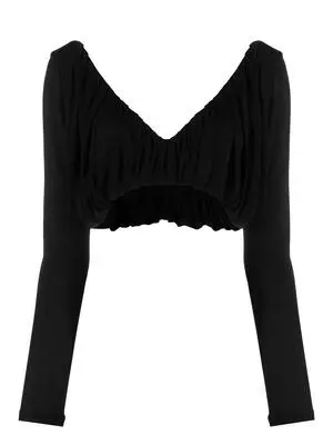SAINT LAURENT Saint Laurent Gathered Jersey Cropped Top