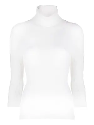 Aspesi Ribbed-knit Roll-neck Top - White