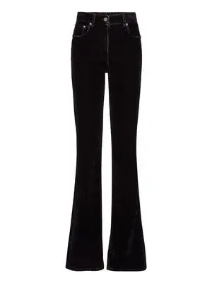 FERRAGAMO High-waist Flared Velvet Trousers - Black