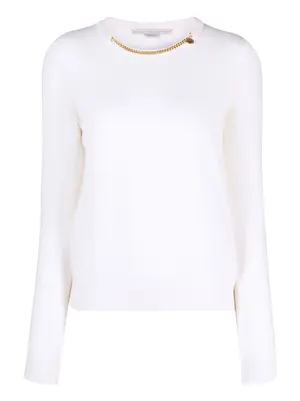 Stella McCartney Chain-embellished Wool Jumper - White