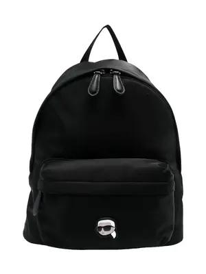 Karl Lagerfeld Logo-patch Faux-leather Backpack - Black
