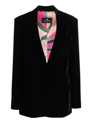 Etro Single-button Velvet Blazer - Black