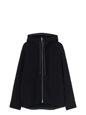 JIL SANDER Zip-up Cashmere Hooded Jacket - Black
