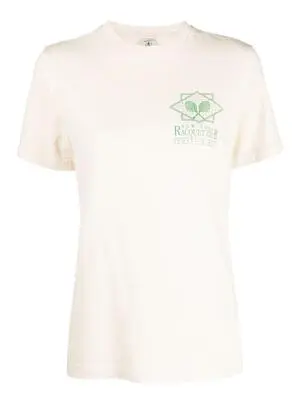 SPORTY & RICH Graphic-print Cotton T-shirt - Neutrals