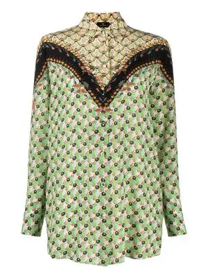 Etro Graphic-print Long-sleeve Shirt - Green