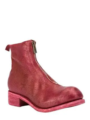 Guidi Coated Zip Ankle Boots - Red