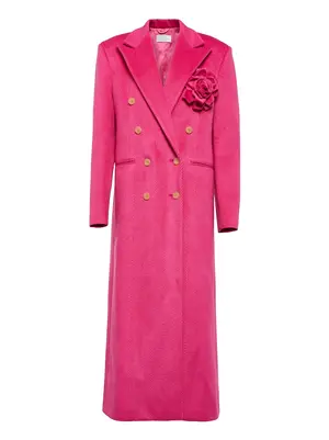 Giuseppe Di Morabito Floral-appliqué Double-breasted Coat - Pink