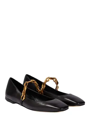 JIMMY CHOO Diamond Tilda Leather Ballet Flats - Black
