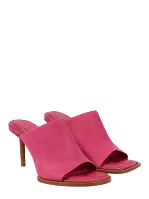 Jacquemus Les Mules Rond Carré Suede Mules - Pink