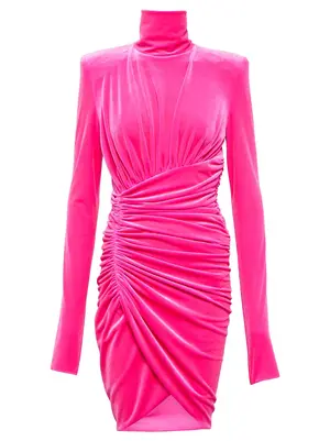 Alexandre Vauthier Ruched Velvet Minidress - Pink