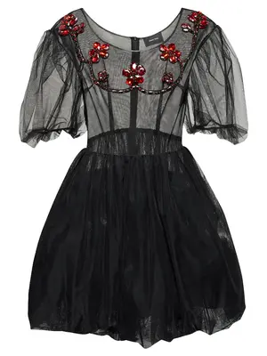 Simone Rocha Embellished Tulle Minidress - Black