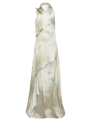 Coperni Floral-appliqué Asymmetric Gown - Grey