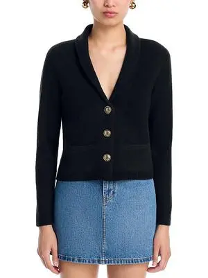 Aqua 100% Cashmere Button Detailed Blazer Black