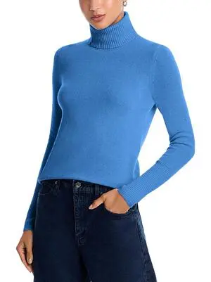 Aqua Cashmere Turtleneck Sweater - Blue Jay